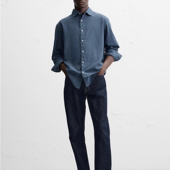 Zara | Shirts | Zara Mens Textured Button Down In Ocean | Poshmark